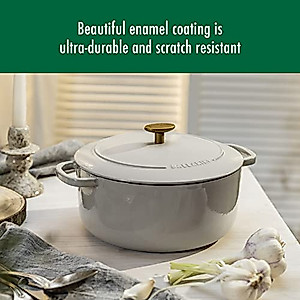 Ballarini Bellamonte Cast Iron Dutch Oven with Lid 4.25-qt, Serves 4-4, Crema White