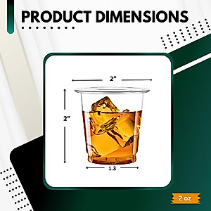 Green Direct Clear Disposable Cups | PET 2 oz Plastic Shot Glasses for Vodka, Whiskey, Tequila, Wine, and Jello Shots | Mini Party Cups for Tastings, Weddings, Catering, and Events, Pack of 100