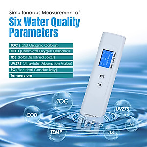 JuviPerpric TDS Meter, 6 in 1Digital Water Tester,COD/TOC/TDS/UV275/EC/Temp Water Quality Tester for Drinking Water, Well, Tap, Purified etc.
