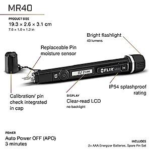 FLIR MR40 - Moisture Pen - with Built in 40 Lumens Flashlight
