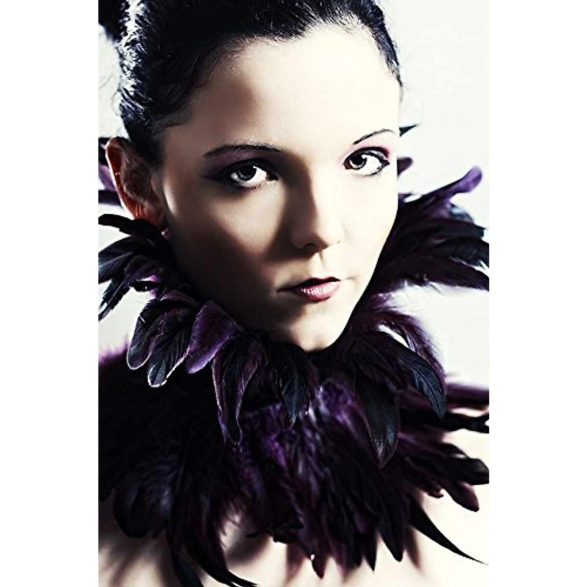 L'vow Gothic Victorian Natural Feather Choker Neck Wrap Collar for Halloween Party(Purple)