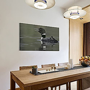 Common Loon with Chick on Water Back Call Picture Poster Wall Decoration Poster in Kamloops, British Canvas Painting Wall Art Poster for Bedroom Living Room Decor 08x12inch(20x30cm) Frame-style
