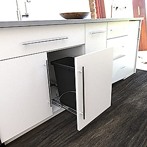Tanamu Pull Out Trash Can Under Cabinet, 10 Gallon Pull-Out Under Mount Kitchen Waste Container Trash Cans, under sink trash can, Ball-Bearing Slider, Door Mounting Kit, Silver（Trash Can Not Included）