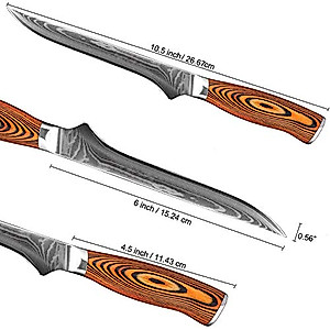 XT XITUO 6- inch Boning Knife with Fillet-Flexible Curved-Blade, Japanese VG10 Damascus Steel Perfect Fish Fillet knife, Razor Sharp Edge, Corrosion Resistant