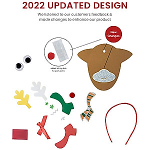 4E's Novelty Reindeer Christmas Ornament Craft for Kids (12 Pack) Updated Edition - Foam Bulk Arts and Crafts Kit for Kids Toddlers 4-8 DIY Craft Party Favor Activity Project