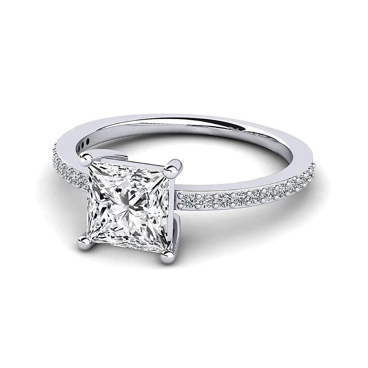 YDD Moissanite Engagement Rings Engagement Rings For Women Halo White Gold 1 Carat(1 CT) Princess Cut Brilliant Free Engraved 10K Size 9