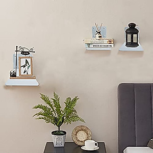 RealPlus 8pcs Invisible Floating Bookshelf for Wall Iron Floating Book Shelves Heavy Duty Book Organizer, White