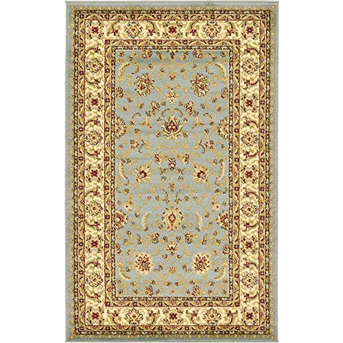 Unique Loom Voyage Collection Traditional Oriental Classic Intricate Design Area Rug, 3' 3" x 5' 3" Rectangle, Light Blue/Cream