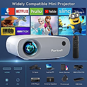 Projector with WiFi and Bluetooth, 5G WiFi Mini Projector, Native1080P Portable Outdoor Projector with Remote Control, 9000L Movie Projector Compatible with Smartphone/TV Stick/PS4/Laptop/Switch