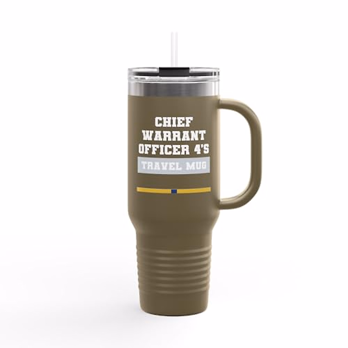 Chief Warrant Officer 4's Travel Mug: Insulated Stainless Steel Tumbler with Handle and Straw, Military Gift (40oz)