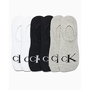Calvin Klein Women's Socks - Comfort Cuff Sneaker Liner (6 Pack), Size 4-10, Grey Logo Assorted