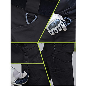 LABEYZON Men's Outdoor Work Military Tactical Pants Lightweight Rip-Stop Casual Cargo Pants Men (Black, 36W x 30L)