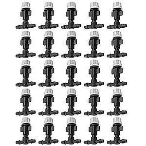 DGZZI 25PCS Adjustable Round Misting Emitter Drippers Connect with Tee Connector for Flower Pot Vegetable Garden Lawn Water Irrigation