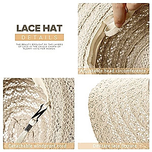 Sun Hat Womens, Beach Floppy Hats for Women Foldable, Wide Brim Summer Packable Lace Sun Beach Floppy Hats Women Beige
