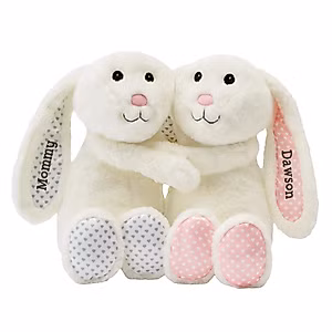 Let's Make Memories Personalized Hugging Plush Bunnies - for Birthday - Easter Bunny - Bunny Stuffed Animal for Kids - for Boy - for Girl