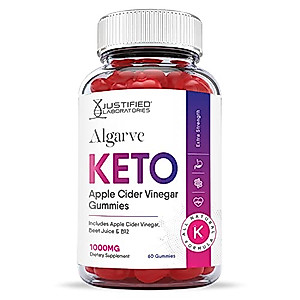 Justified Laboratories (3 Pack) Algarve Keto ACV Gummies 1000MG with Pomegranate Juice Beet Root B12 180 Gummys