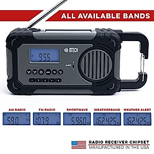BTECH ER-V1 Emergency Solar Hand Crank Portable Radio, AM/FM/NOAA/SW Radio Receiver, 5 Ways to Power with 2000mAh Power Bank Phone Charger, USB Charger and LED Flashlight