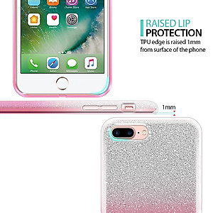 FINCIBO Shiny Sparkling Silver Pink Gradient 2 Tone Glitter TPU Protector Case Cover Compatible with Apple iPhone 13 Pro 6.1 inch 2021 - Dachshund Puppy Dog Hide and Seek