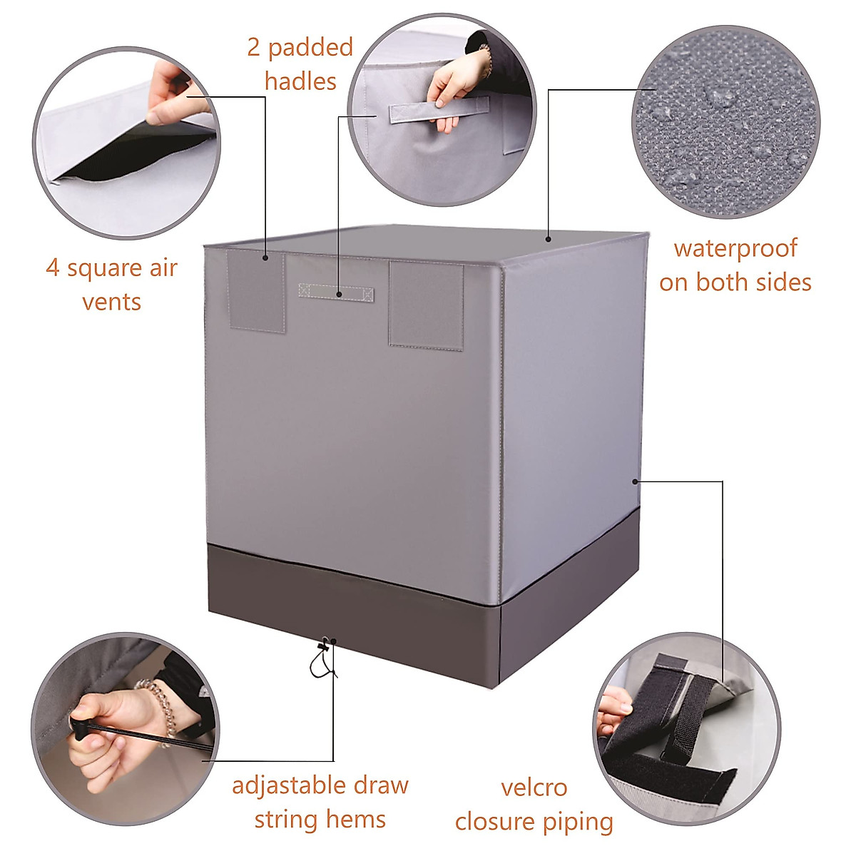 MODERN WAVE - Extra Thick Air Conditioner Cover for Outside Units - Durable Winter, Waterproof Full AC Cover (Oxford, 29"x29"x36")