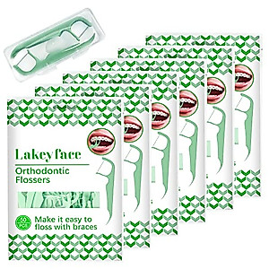 300 Count Orthodontic Flossers for Braces with Floss Dispenser, Braces Flossers for Kids Teeth & Adults, Dental Floss for Braces, Dental Floss Picks, 50 Count Bag (Pack of 6)
