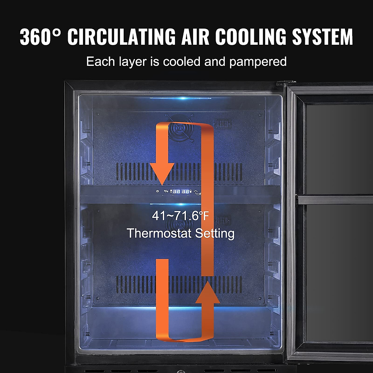 VEVOR 24” Wine Cooler, 46 Bottles Dual Zone Wine Refrigerator, Tempered Glass Door, Low Noise, Digital Temper Control, Built-in or Freestanding, ETL