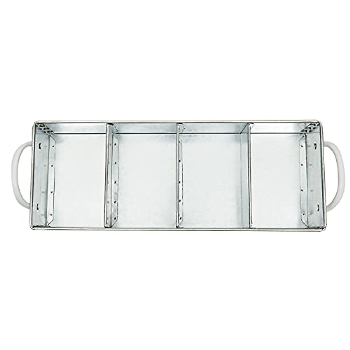 Galvanized Metal Tray Caddy with 4 Compartments for Kitchen (16.75 x 5 x 3 In)