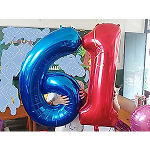 Blue 1 Balloons,40 Inch Birthday Foil Balloon Party Decorations Supplies Helium Mylar Digital Balloons (Blue Number 1)