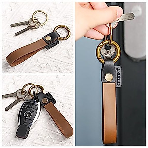 Imentha Leather Keychain, Universal Key Fob Keychain, Leather Key Chain Strap for Car Keys and Home Keys, Ideal for Men and Women, Brown