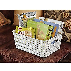 Xowine White Plastic Storage Basket, Set of 6