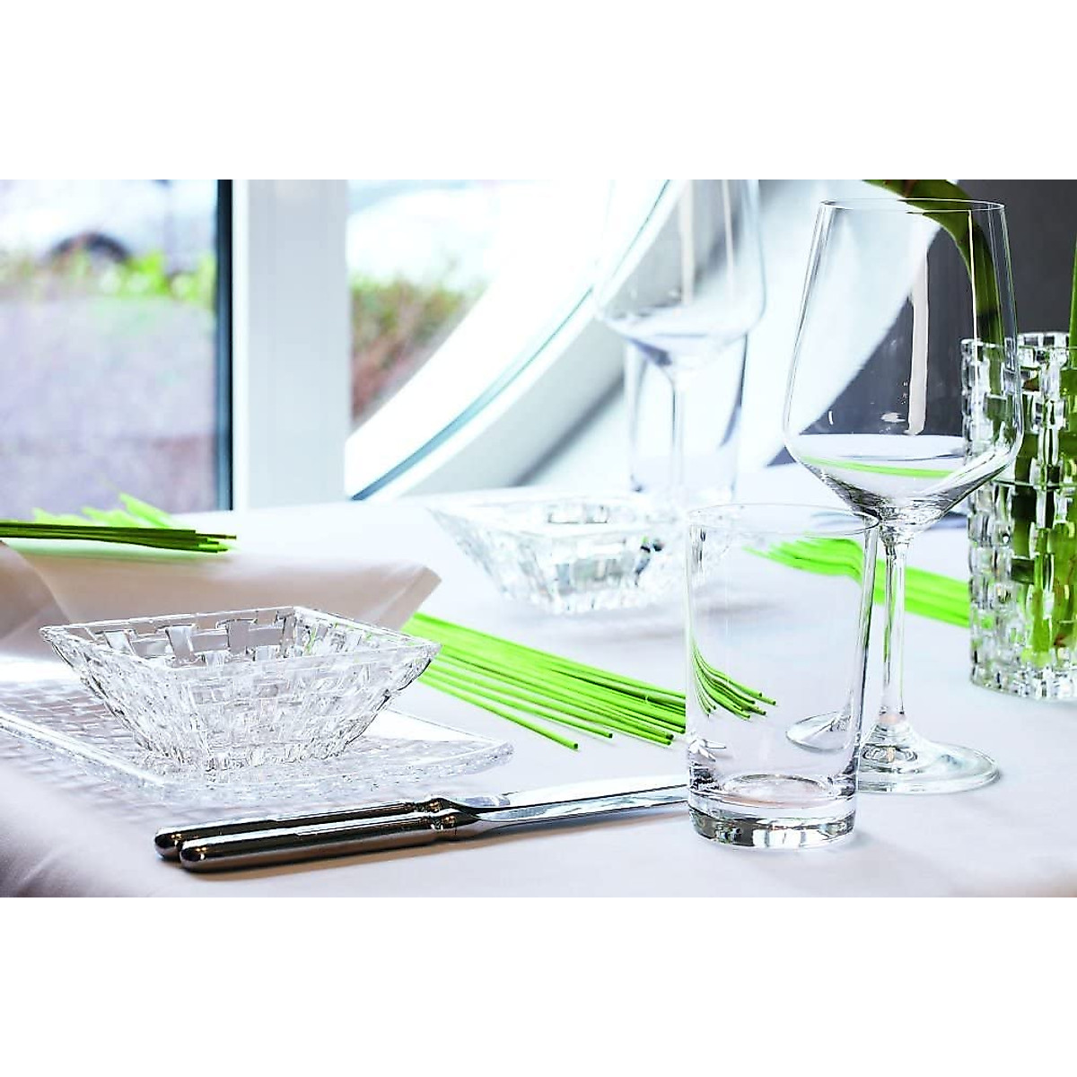 Nachtmann Bossa Nova Collection Dip Bowl Set of 4, Square, 3-Inch, Bowl for Dipping Sauce, Snacks, and Nuts, Chip and Dip Dish, Crystal Clear Glass, Dishwasher Safe