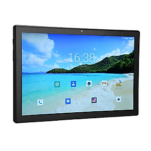 Jopwkuin Gaming Tablet, 2 Card Slots 5G WiFi 4G LTE Dual Camera 8GB RAM 256GB ROM 10.1in FHD HD Tablet with Keyboard for Travel (US Plug)