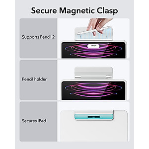 ESR iPad Keyboard Case for iPad Pro 12.9 inch (3rd, 4th, 5th, 6th Generation),Magnetic Detachable 12.9 inch ipad Pro Case with Keyboard, Adjustable Portrait/Landscape Mode, Light and Portable, White