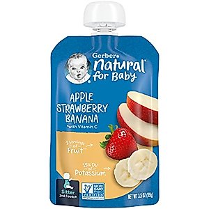 Gerber Baby Food Apple Strawberry Banana Baby Food, 3.5 Oz Pouch