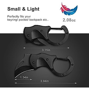 T TOVIA Small Pocket Knife for Men Women, Carabiner Mini Keychain Knife, EDC Box Cutter, Folding Knives for Indoors Outdoors, Gift Stocking Stuffers for Him and Her