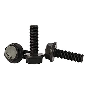 M8 x 20mm Flanged Hex Head Bolts Flange Hexagon Screws, Full Thread, Alloy Steel, Black Oxide Finish, Quantity 20