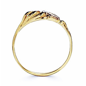 Heart Leaf Grape Cluster Ring, 10k Yellow Gold, 12k Green and Rose Gold Black Hills Gold Motif, Size 9.5