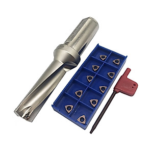 GBJ WC- Φ20.5-3D-C25 +10pcs WCMX040208FN Indexable U Drill Inserts Holder Fast Water Jet Drill Violent Drill WPD Series (WPD-Φ20.5-3D-C25+WCMX040208)