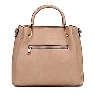 MKF Crossbody Satchel Bags for Women – PU Leather Shoulder Pocketbook Handbag – Lady Top Handle Tote Purse Taupe