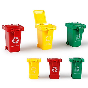 erDouckan Durable Trash Can, 3Pcs/Set Bright Color Kids Push Toy Plastic Vehicles Garbage Truck Trash Cans, Make Your Room Clean and Comfortable