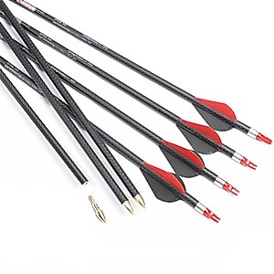 Linkboy Archery 3K Carbon arrow sp250 300 340 400 500 600 2inch plastic vanes bow hunting 6pcs