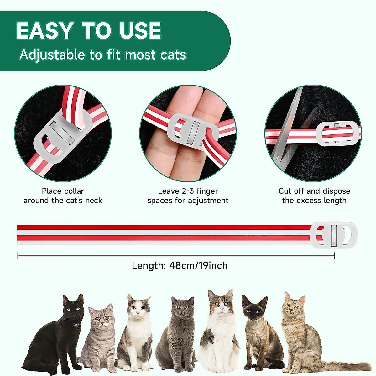 Woyamay 4 Pack Flea Collar for Cats, 32 Months Flea and Tick Prevention for Cats Collar, Flea and Tick Collars for Cats, Waterproof Cat Flea Collar, Adjustable Cat Flea and Tick Collar, Red & White