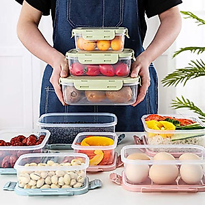 HoleviFO Food Containers Set with Lids Airtight - Plastic Lunch Bento Boxes - Meal Prep Containers, Microwave, Dishwasher, and Freezer Safe (Green)