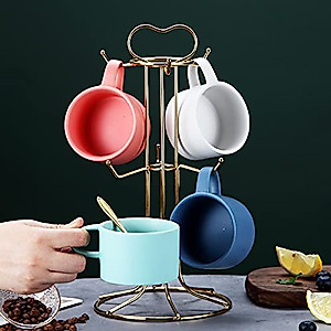 Berglander Gold Coffee Mug Holder, Stainless Steel Coffee Cup Holder Stand Easy to Hang and Take Avoid Crowded Collision Design, Beautiful Decoration Mug Rack Tree Mug Hooks Easy to Clean