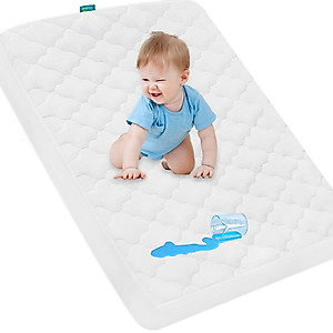 Pack and Play Mattress Pad Protector Waterproof, Pack and Play Sheets Quilted- 39" x 27" Fitted for Graco Playard | Mini & Portable Mattresses -Washable Ultra Soft Padding