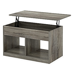 Furinno Jensen Living Room Lift Top Coffee Table with Hidden Compartment, French Oak Grey