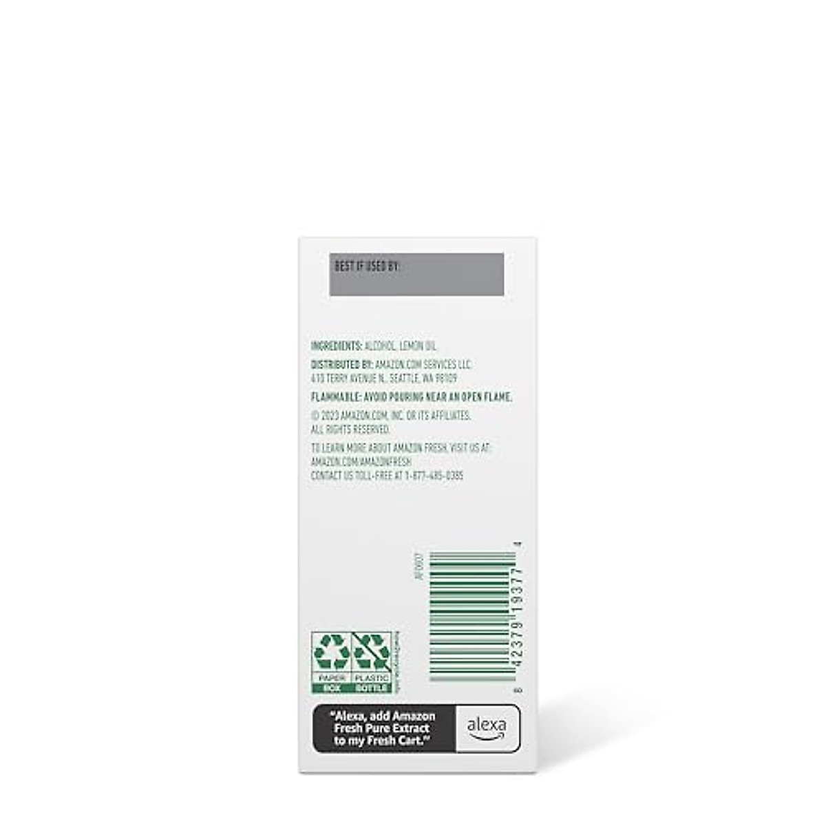 Amazon Fresh, Pure Lemon Extract, 1 Fl Oz (Previously Happy Belly, Packaging May Vary)