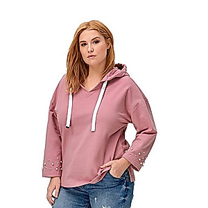 Ellos Women's Plus Size Pearl Trim Sweatshirt - 18/20, Dusty Pink