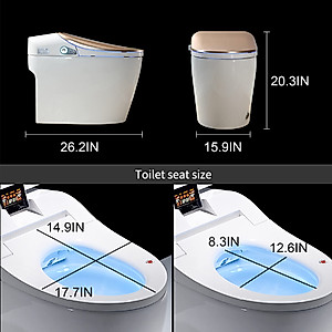 Modern Intelligent Smart Toilet, One-Piece Dual Flush,Comfort Height Toilet Warm Dryer,Automatic Energy Saving System | Advance Bidet and Soft Closing Seat