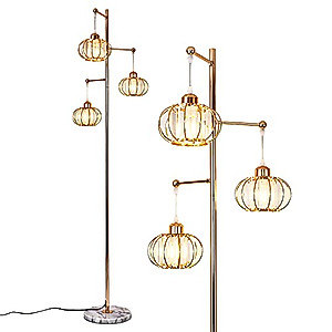 Hsyile KU300259 Industrial Style Crystal Tree Floor Lamp for Living Room,Bedroom,Office,Golden Floor Light,3 Lights