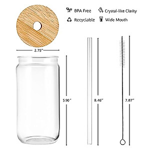 MANJUSAWA 4PCS Drinking Cups With Lids and Straws_16oz Beer Can Shaped Drinking Cups-Iced Coffee Cups,Cute Jars with Straw and Lid,Ideal for Beer,Cocktail,Whiskey,Iced Coffee,Iced Tea and Soda